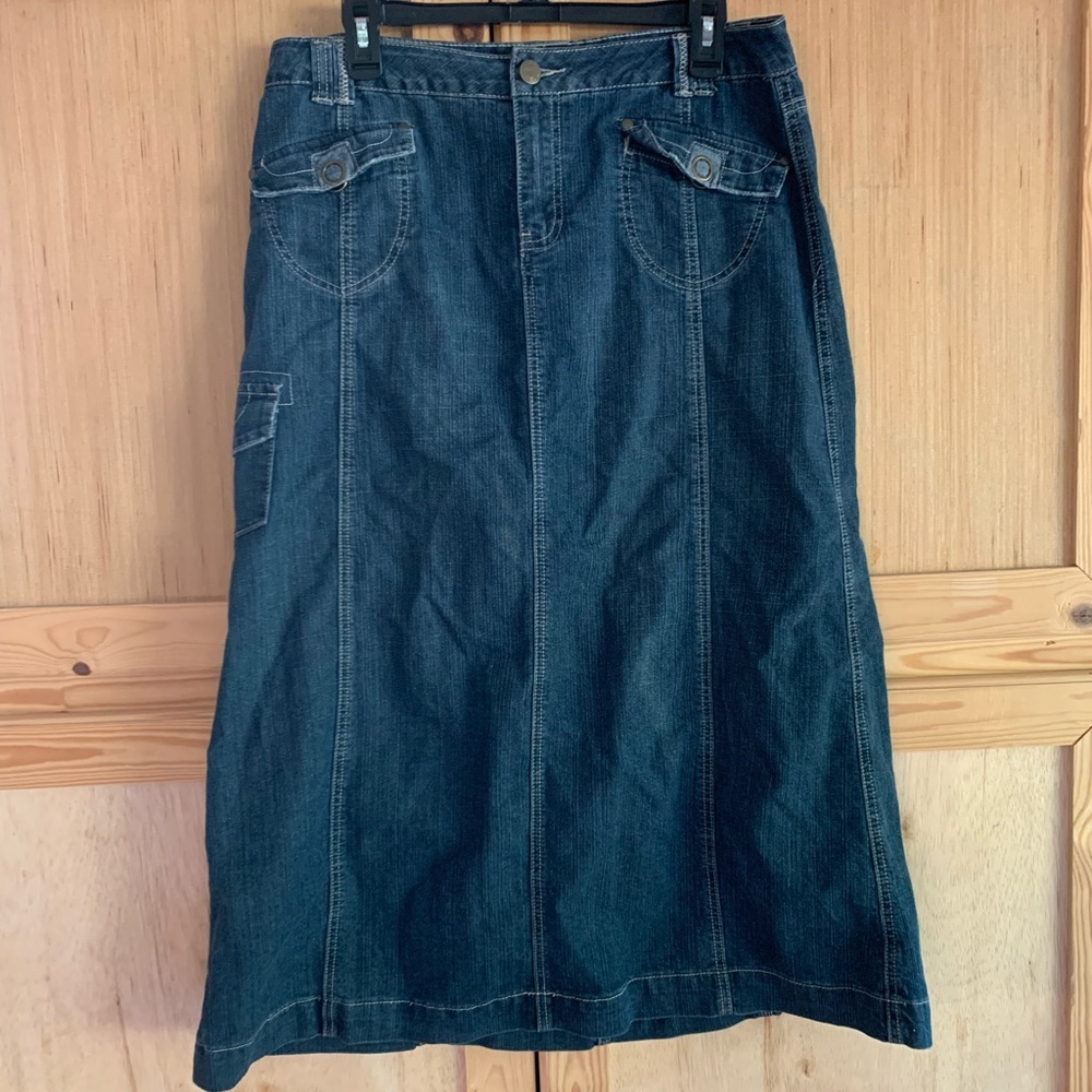 Cato Blue Aline Denim Jean Modest Skirt Size 12 - Gem